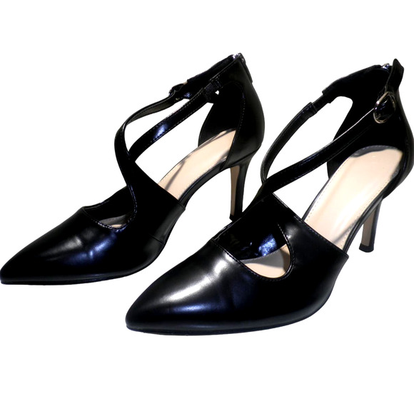 LVSEEMAN | Shoes | Closed Pointed Toe High Heel Pumps 8 Crossed Strap ...